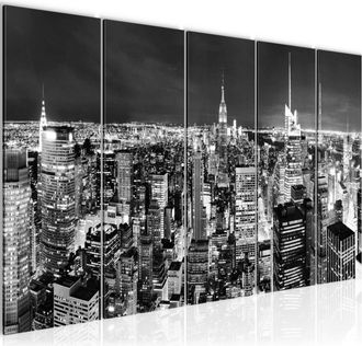 Runa Art Bild New York Skyline Wandbilder auf Vlies Leinwand 5 Teilig Wanddekoration Wohnzimmer Büro 036256c