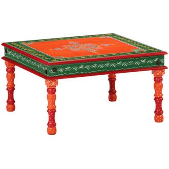 vidaXL Table basse orange bois de manguier massif peint &agrave; la main