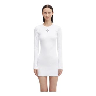 Marine Serre Moon Logo Ribbed Jersey Mini Dress - - Dresses - Damen - Wei&szlig; - L