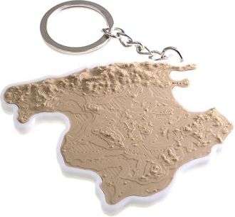 Generico Porte-clés topographique en 3d de lîle de Majorque, Îles Baléares, Marron-blanc H, Taille Unique