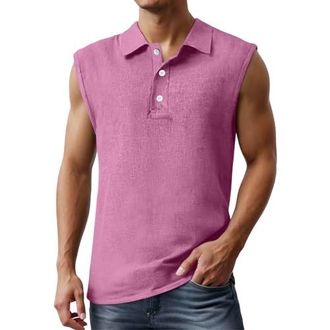 Generic T-shirt pour homme D&eacute;bardeur pour homme Grandes et grandes chemises sans manches Muscle Fitness Entra&icirc;nement Course Plage &Eacute;t&eacute; Boutonn&eacute; T-shirt Gilet, 