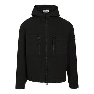 Stone Island Cotton Ripstop Kapuzen-Overshirt - - Jackets - Herren - Schwarzk - S