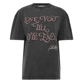 Philipp Plein Femme, Tops, Noir, Taille: 40 FR T-Shirt Love