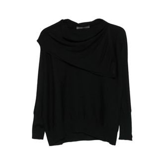 D.exterior Schwarzer Woll-Drapierte Cowl-Neck Pullover - - Knitwear - Damen - Schwarzk - L