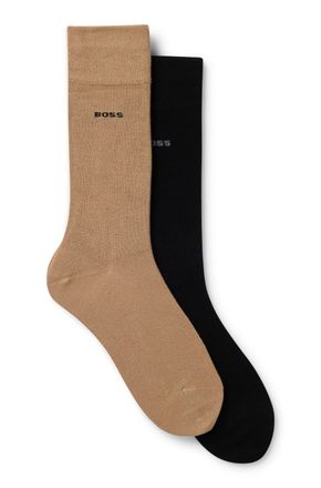 HUGO BOSS Businesssocken BOSS 2P RS Bamboo 1027, Herren, Gr. 43-46, beige (medium beige 260), Viskose, unifarben, elastisch, Socken, mit Strickb&uuml;ndchen