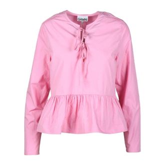 Ganni Baumwollbluse - - Blouses & Shirts - Damen - Rosa - 2XL