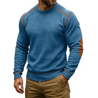 Generico Sweat-shirt pour homme sans capuche, pull de travail pour homme avec col rond, pulls unis, cool sweatshirts &eacute;l&eacute;gants et ajust&eacute;s, bleu, 5X-Large