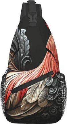 Generic Sac &agrave; dos &agrave; bandouli&egrave;re rouge, blanc et gris en forme de coq pour homme