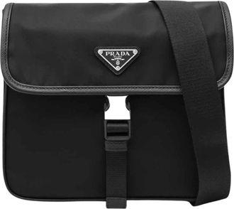 Prada Schultertasche aus Re-Nylon und Saffiano-Leder - - Bags - Herren - Schwarzk - ONE SIZE