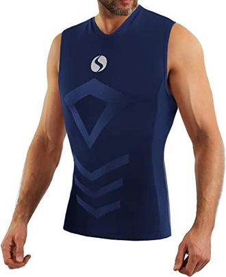Sesto Senso sous-v&ecirc;tement de Sport thermoactif pour Homme T-Shirt de Compression sans Manches D&eacute;bardeurS/M Marine Dark Blue