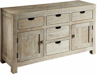Massivmoebel24 Buffet 140x42 Acacia blanchi Blanc NATURE WHITE 80