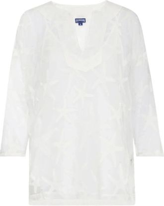 Vilebrequin Femme, Blouses et Chemises, Blanc, Taille: 38 FR Chemise en Soie &Eacute;toile de Mer Effet Transparent