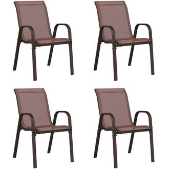 vidaXL Vidaxl - Chaises empilables de jardin 4 pcs Marron Tissu textil&egrave;ne