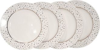 Dutch Rose 4er Set Dessertteller Kuchenteller Teller Porzellan Essteller-Service Speiseteller Frühstücksteller rund zum Servieren von Frühstück, Kuchen, Abendbro