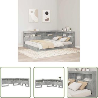 vidaXL Holzregal - Aufbewahrungskopfteil mit Regal Beton Grau 135 cm Holzwerkstoff