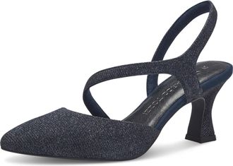 Marco Tozzi Damen Slingpumps Spitz Vegan, Blau (Navy Metallic), 36 EU