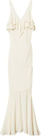 Twinset Femme, Robes, Blanc, Taille: 36 FR Abito lungo ruches