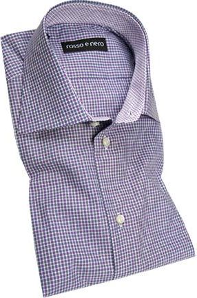 Rosso E Nero Herren Hemd violett kariert Slim Fit