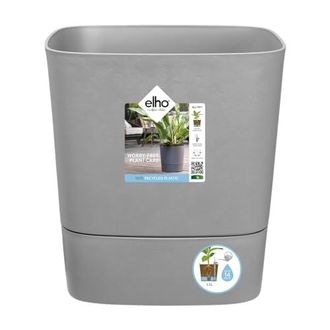 ELHO Greensense Aqua Care Carr&eacute; 30 - Pot De Fleurs pour Int&eacute;rieur & Ext&eacute;rieur - &Oslash; 29.5 x H 30.2 cm - Gris/Ciment Clair