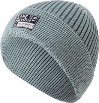 Camp David Herren Strickm&uuml;tze Stone Washed mit Label Patch Teal, None