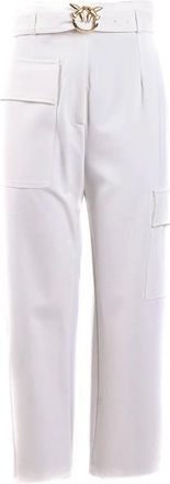 Pinko Pinko, Femme, Pantalons, Blanc, Taille: 38 FR Pantalon Cargo Taille Haute avec Ceinture