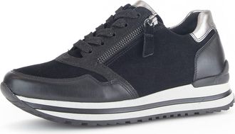 Gabor Damen Low-Top Sneaker, Frauen Halbschuhe,Komfortable Mehrweite (H),Turnschuhe,Laufschuhe,schnürschuhe,schwarz/antiksilb.,40.5 EU / 7 UK
