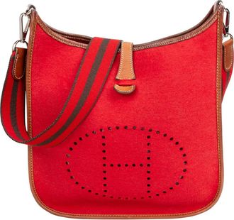 Herm&egrave;s Crossbody Bags - Hermes Rouge Wool Felt Evelyne PM Crossbody Bag - Gr. unisize - in Rot - f&uuml;r Damen