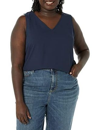 Amazon Essentials D&eacute;bardeur Coupe Classique sans Manches avec Encolure en V (Grandes Tailles Disponibles) Femme, Bleu Marine, S