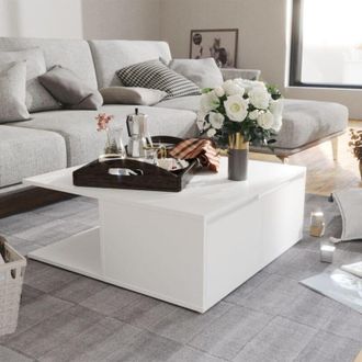 vidaXL Table de salon avec portes et compartiments de design modernes diff&eacute;rentes couleurs Couleur : Blanc