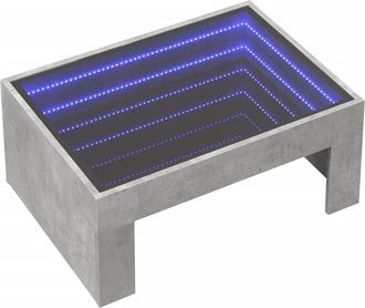 Generic Couchtisch mit Infinity-LED, Beistelltisch, Wohnzimmertisch, Kaffeetisch, Stubentisch, Sofatisch Modern für Wohnzimmer/Büro(Grau Sonoma 70x50x30 cm) (