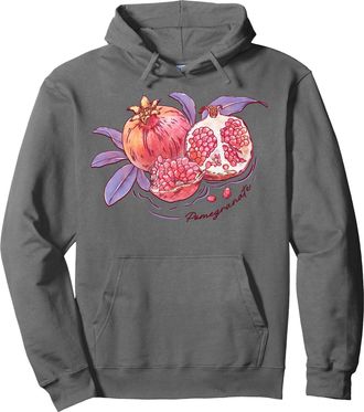 Trendy Apparel Pomegranate Arrangement Watercolor Painting Pullover Hoodie