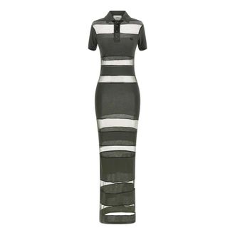Coperni Langes- gestreiftes- transparentes Polokleid - - Dresses - Damen - Gr&uuml;n - XS