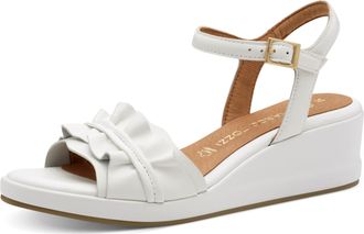 Marco Tozzi Damen Sandalen mit Keilabsatz aus Leder Elegant, Weiß (White), 40 EU
