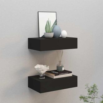 vidaXL Vidaxl - tag&egrave;res &agrave; tiroirs murales 2 pcs noir 40x23,5x10 cm mdf