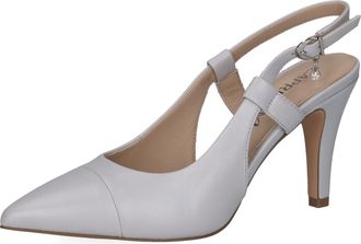 Caprice Damen Slingpumps aus Leder Spitz, Grau (Lt.Blue Perl), 38.5 EU