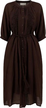 Ermanno Scervino Femme, Robes, Brun, Taille: 36 FR Robe Midi Brod&eacute;e Ceintur&eacute;e