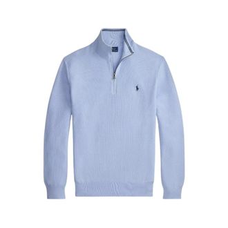 Polo Ralph Lauren Homme, Pulls, Bleu, Taille: 2XL Pull Quart-Zip en Coton Maille Ajour&eacute;e