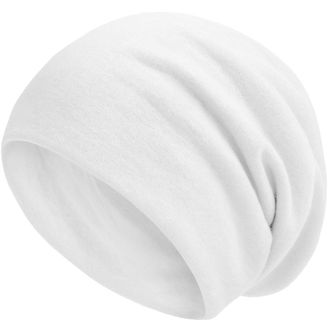style3 Warme Herbst Fr&uuml;hjahr Slouch Beanie XXL aus atmungsaktivem, feinem und leichten Jersey Unisex M&uuml;tze Winterm&uuml;tze, Farbe:Wei&szlig;