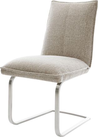 DELIFE Schwingstuhl Lelio-Flex Freischwinger flach Edelstahl Webstoff Soft Beige Taschenfederkern