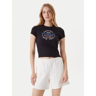 Tommy Jeans T-Shirt DW0DW21421 Schwarz Slim Fit