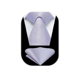 Hisdern Cravate Homme Lilas Cravate et Pochette Costume Homme Couleur unie Mariage Classique daffaires &eacute;l&eacute;gante Formelle