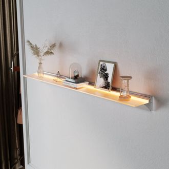 Sonni Wandregal mit Led Beleuchtung 90 cm, 8mm Geh&auml;rtetes Glas Schweberegale mit Gestensteuerung Schalter + 3 Einstellbare Lichtfarben + Dimmbar f&uuml;r Wohnzim