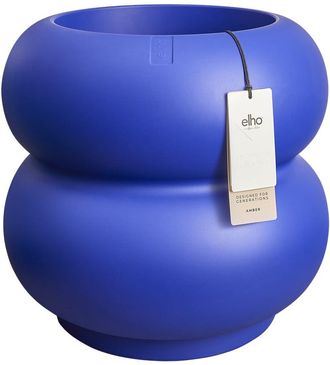 ELHO Amber Roll Low 43 - Blumentopf für Innen und Außen - 100% recyceltes Plastik - Ø 43 x H 40 cm - Blau/Royalblau