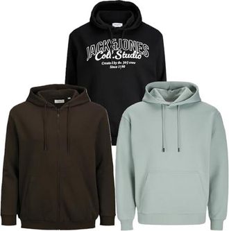 Jack & Jones Jack & Jones - Sweat à capuche pour homme - Avec logo - 2 cols - Grandes tailles : 3XL, 4XL et 5XL, Lot de 3 PS 55, XXXXXXL