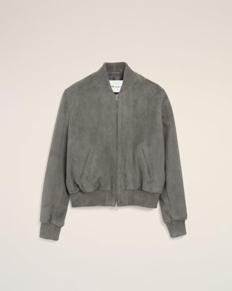 Ami Veste Grise Zipp&eacute;e Ami De Coeur en Cuir De Ch&egrave;vre Carbone - XXL - Homme