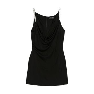 DAVID KOMA David Koma, Femme, Robes, Noir, Taille: 38 FR Robe Noire Drapée avec Cristaux