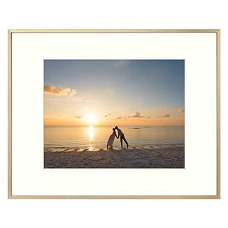 Golden State Art goldfarbenes Aluminium (glänzend gebürstet) - passend für Foto 27.9 x 35.6 cm mit elfenbeinfarbener Matte oder 40.6 x 50.8 cm ohne Matte - Metallrahme