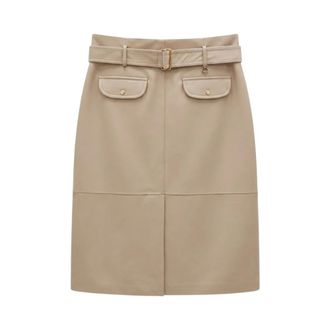 Moncler Knielanger Lederrock - - Skirts - Damen - Beige - XS