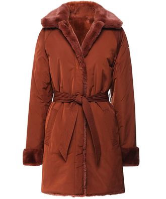 Geox Womens W KAULA Faux Fur Coat, RUSSET, 46 (Herstellergr&ouml;&szlig;e:52)