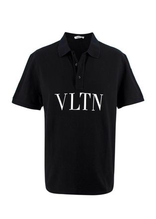 Valentino Garavani Valentino Black Logo Polo T-Shirt Size XL